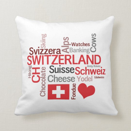 I Love Switzerland Funny Swiss Cliches Throw Pillow | Zazzle.com