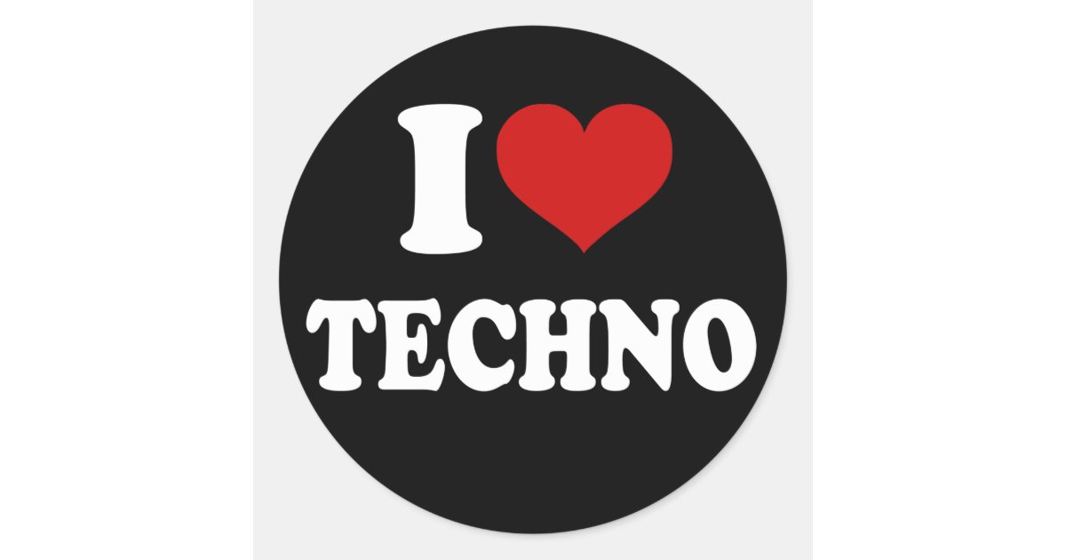 I Love Techno Classic Round Sticker | Zazzle