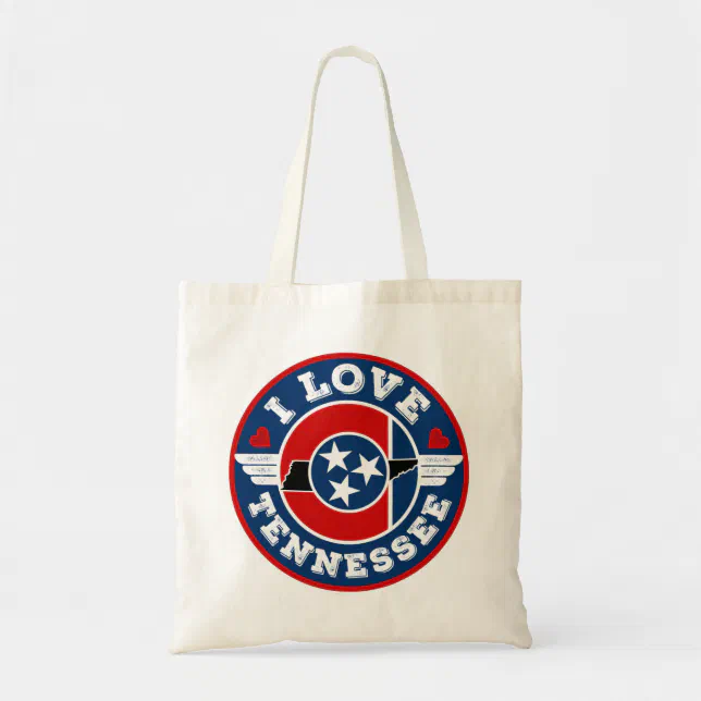 I Love Tennessee State Flag and Map Tote Bag | Zazzle
