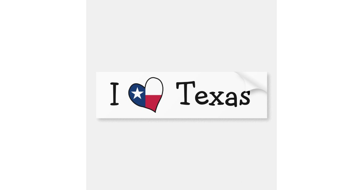 I Love Texas Bumper Sticker | Zazzle