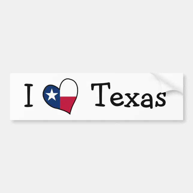 I Love Texas Bumper Sticker | Zazzle