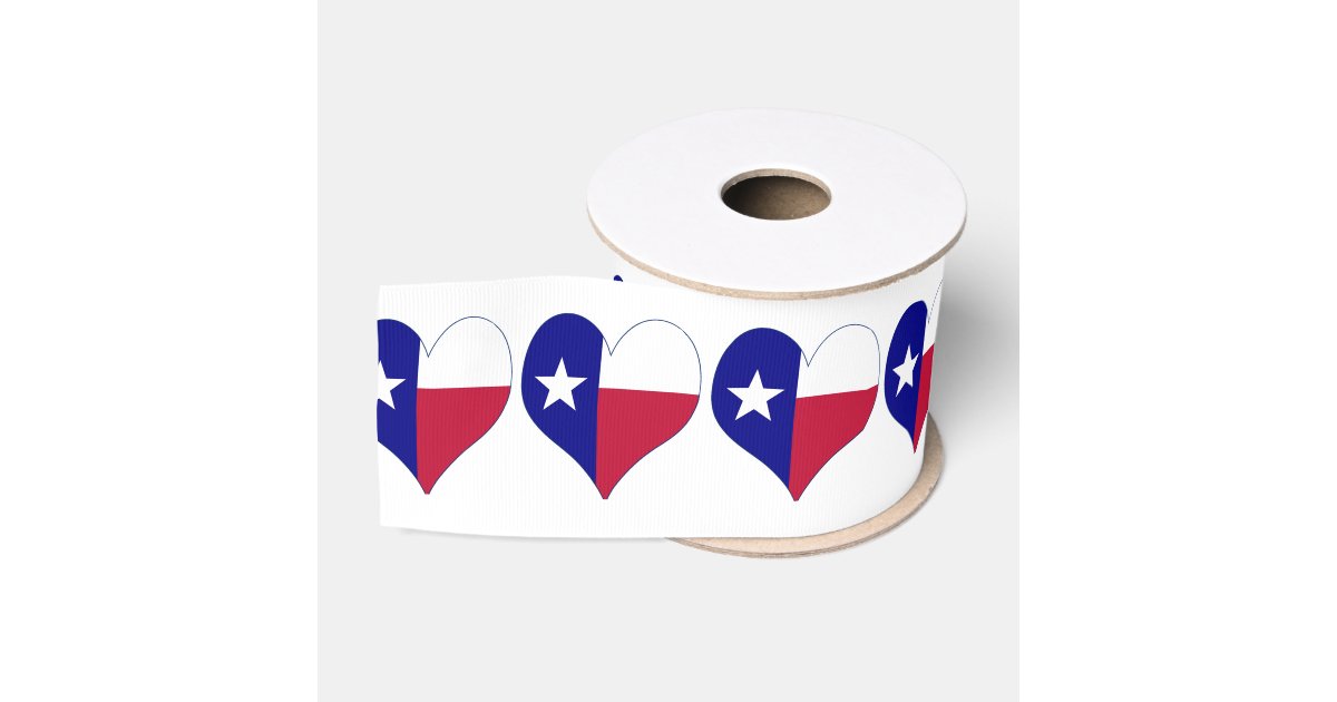 I Love Texas Flag Heart Grosgrain Ribbon | Zazzle