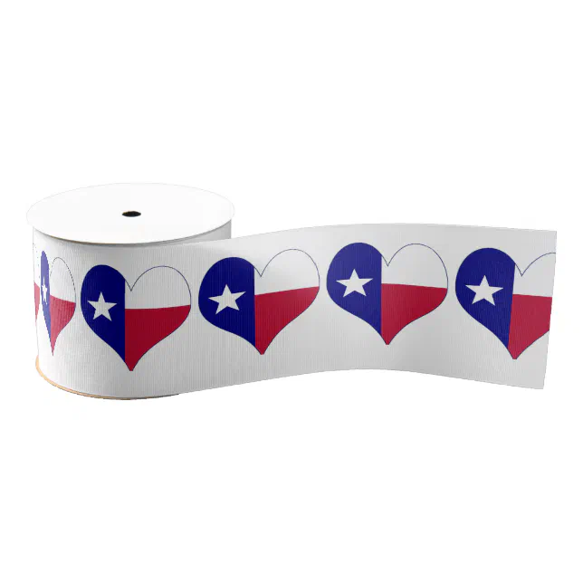 I Love Texas Flag Heart Grosgrain Ribbon | Zazzle
