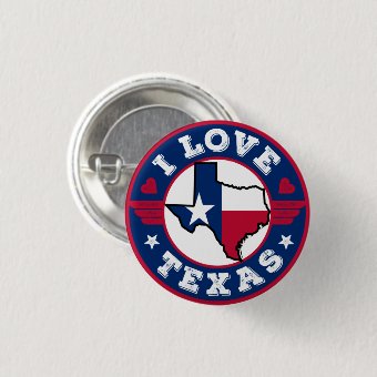 I Love Texas State Map and Flag Button | Zazzle