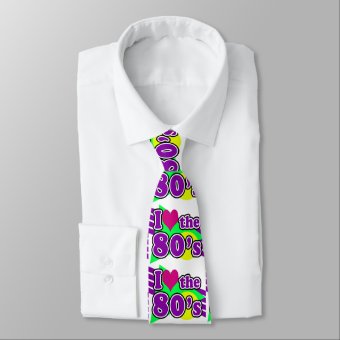 I Love the 80's Geometric Neon Eighties Party Neck Tie | Zazzle