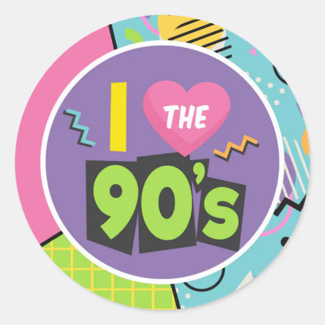 I Love the 90s Sticker, 90s Party Decor Sticker | Zazzle