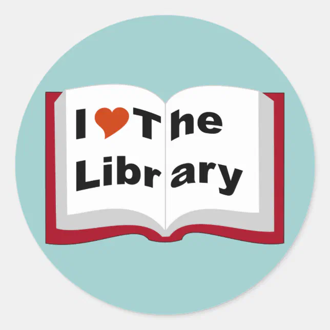 I Love The Library Classic Round Sticker | Zazzle