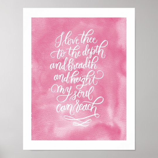 I Love Thee Hand-lettered Poem Poster | Zazzle.com