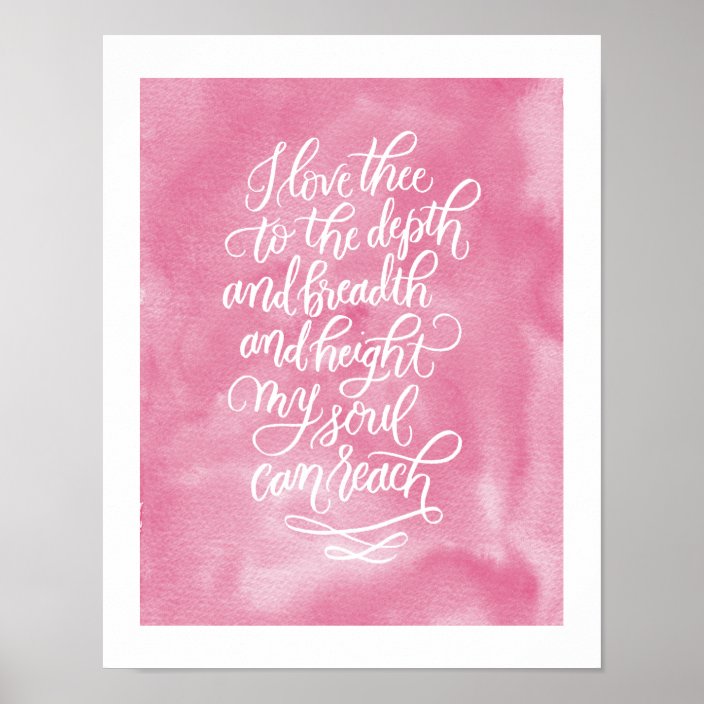 I Love Thee Hand-lettered Poem Poster | Zazzle.com