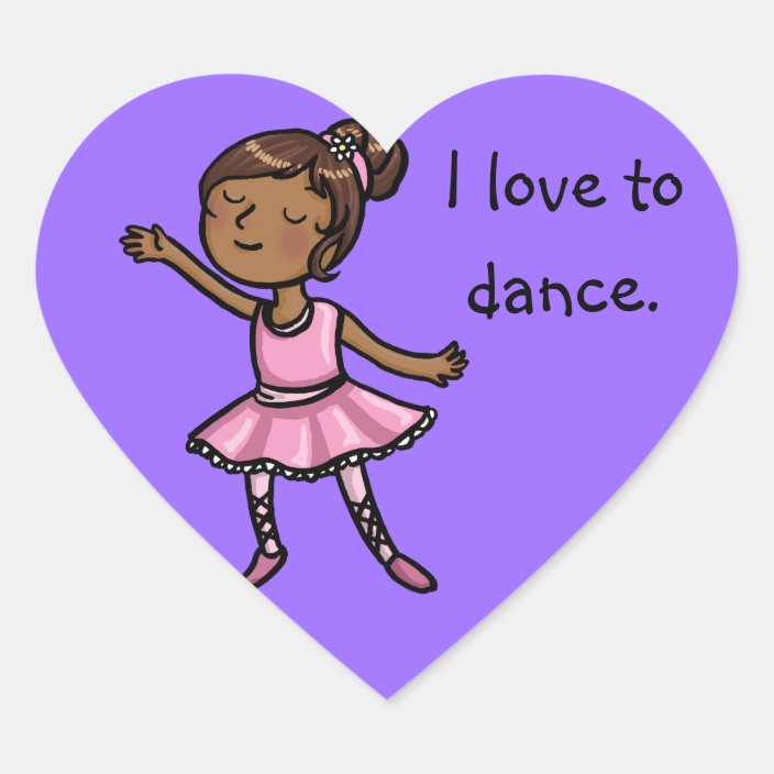 I love to dance cartoon ballet dancer heart sticker | Zazzle.com