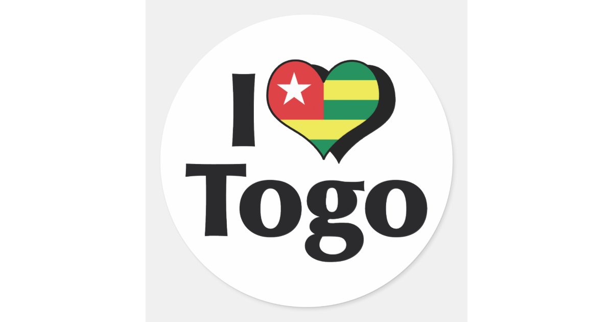 I Love Togo Flag Classic Round Sticker | Zazzle