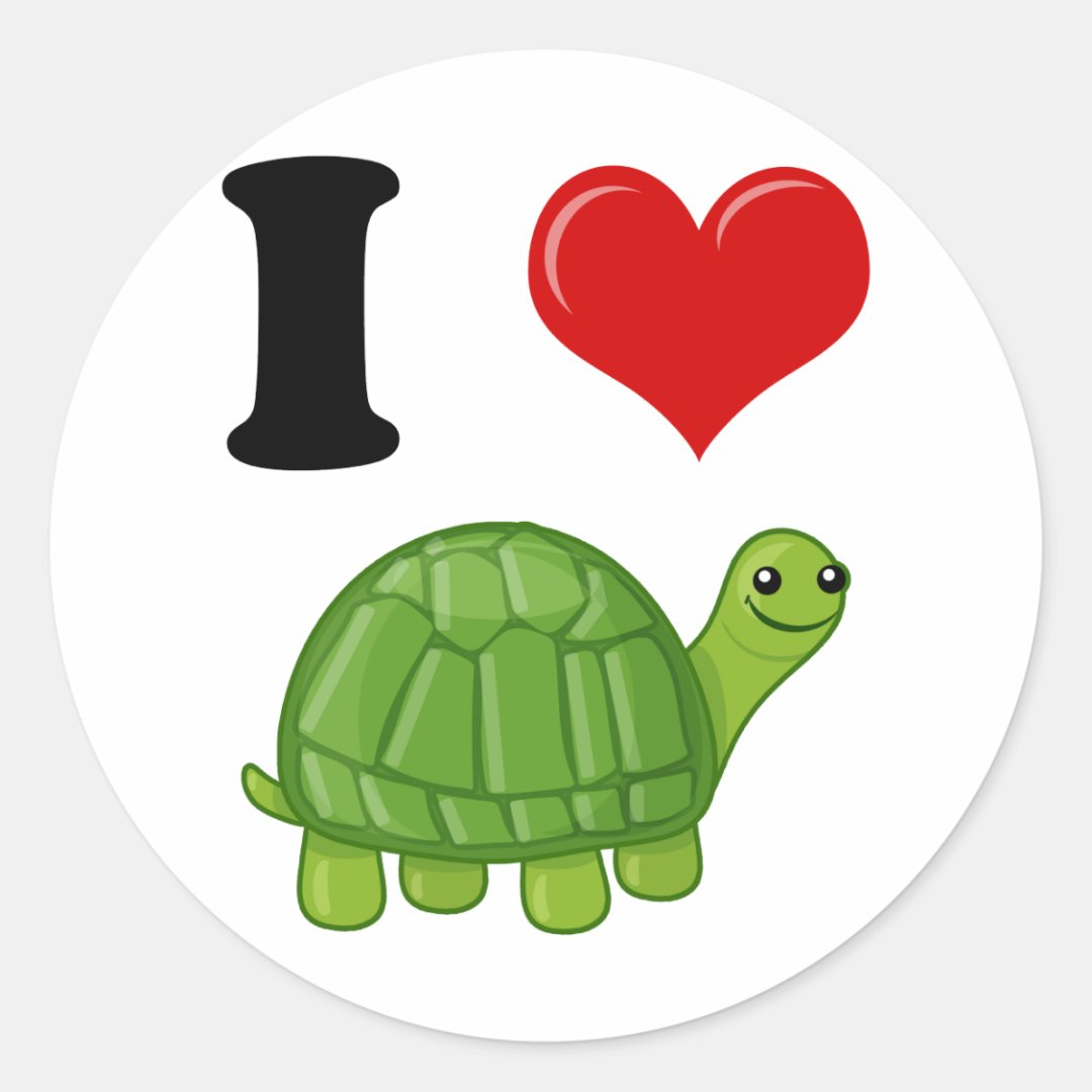 I Love Turtles Classic Round Sticker | Zazzle