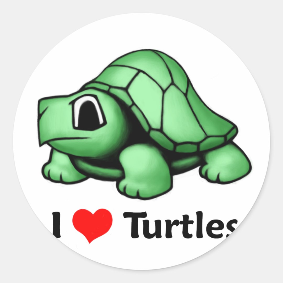 I love Turtles Classic Round Sticker | Zazzle