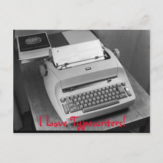 I Love Typewriters Vintage IBM Postcard | Zazzle