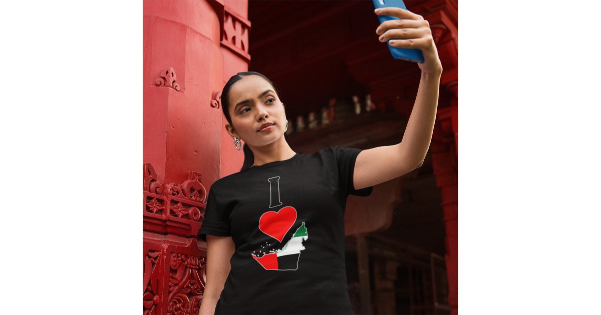 I Love UAE I Heart United Arab Emirates Flag Map T-Shirt | Zazzle
