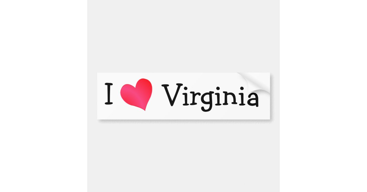 I Love Virginia Bumper Sticker | Zazzle