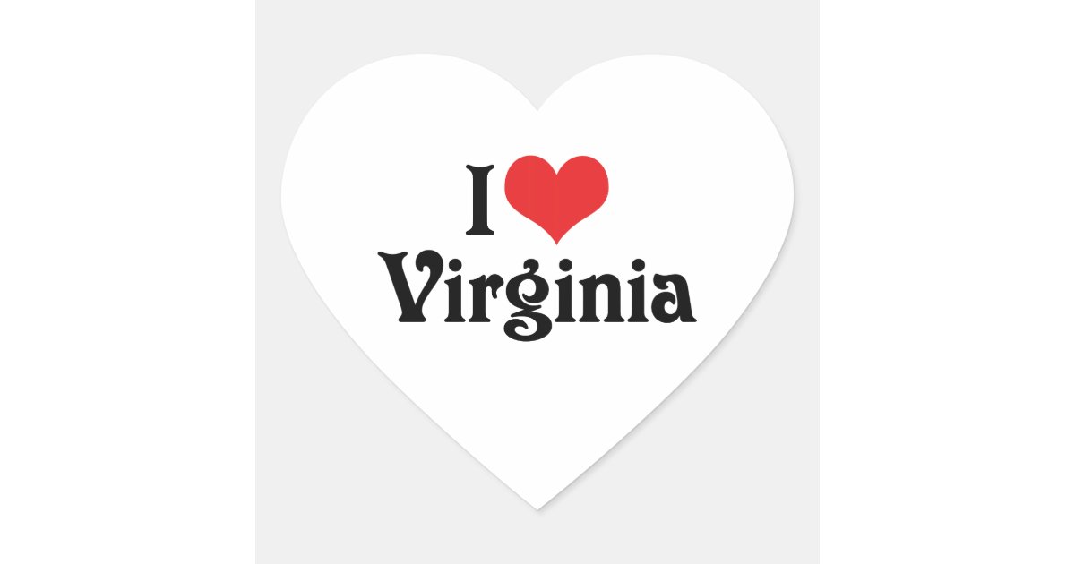 I Love Virginia Heart Sticker | Zazzle