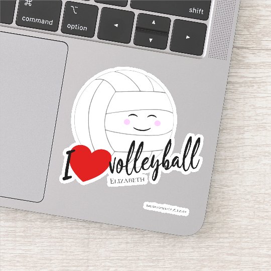 I love volleyball typography cute kawaii sticker | Zazzle.com