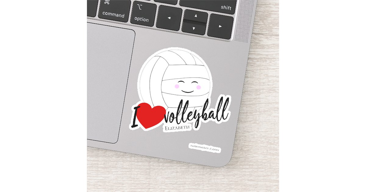I love volleyball typography cute kawaii sticker | Zazzle