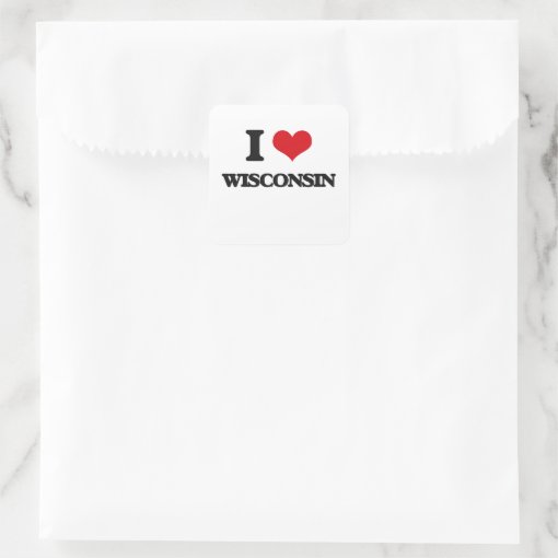 I Love Wisconsin Square Sticker | Zazzle