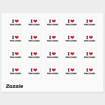 I Love Wisconsin Square Sticker | Zazzle