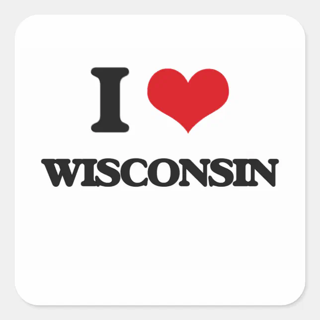 I Love Wisconsin Square Sticker | Zazzle