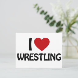 I love WRESTLING Postcard | Zazzle