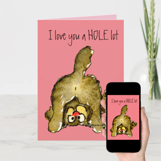 I love you a HOLE lot Cartoon Cat Greeting Card | Zazzle