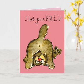 I love you a HOLE lot Cartoon Cat Greeting Card | Zazzle