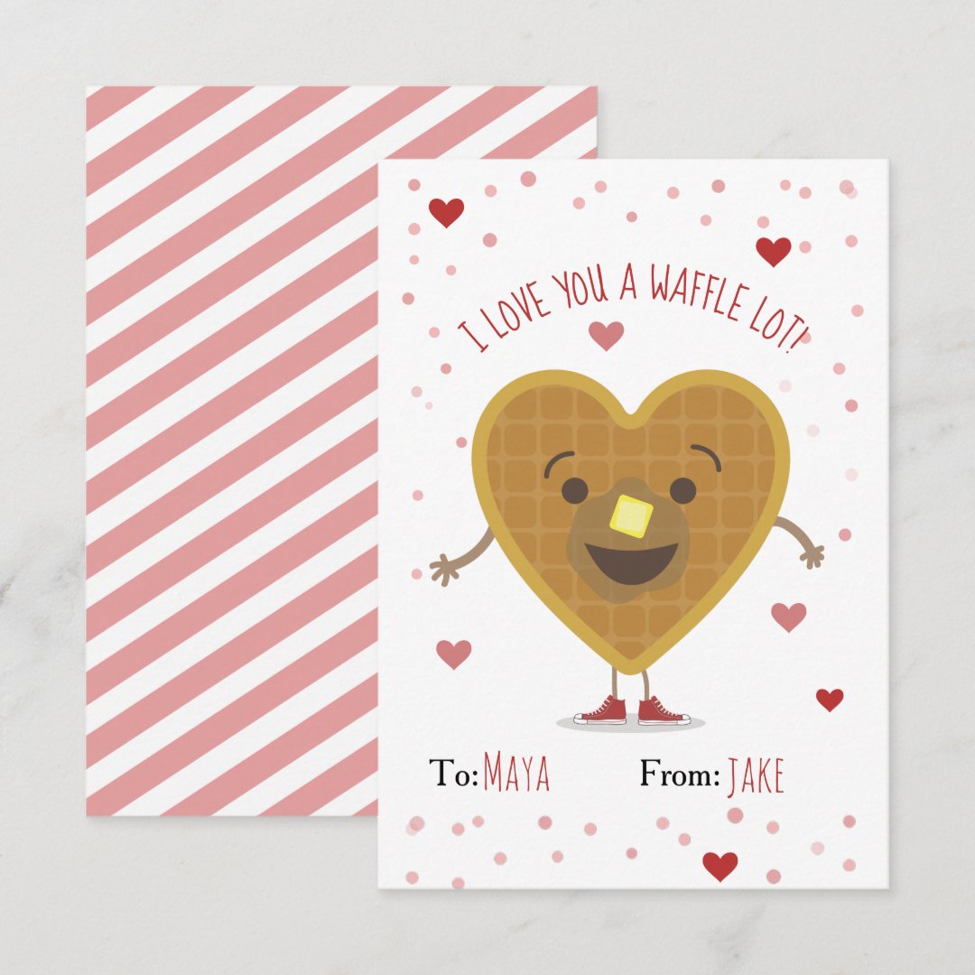 I Love You A Waffle Lot Heart Kids Valentine | Zazzle