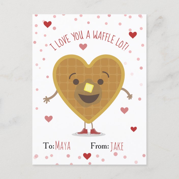 I Love You A Waffle Lot Heart Kids Valentine Postcard | Zazzle.com