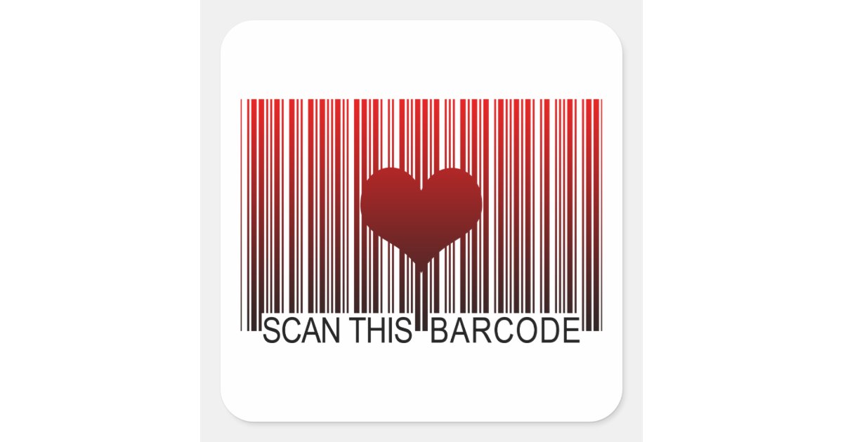 I LOVE YOU BARCODE SQUARE STICKER | Zazzle
