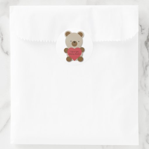 I Love You Beary Much Cute Teddy Bear Classic Round Sticker | Zazzle