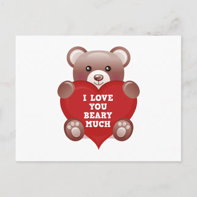 I Love You Beary Much Postcard | Zazzle