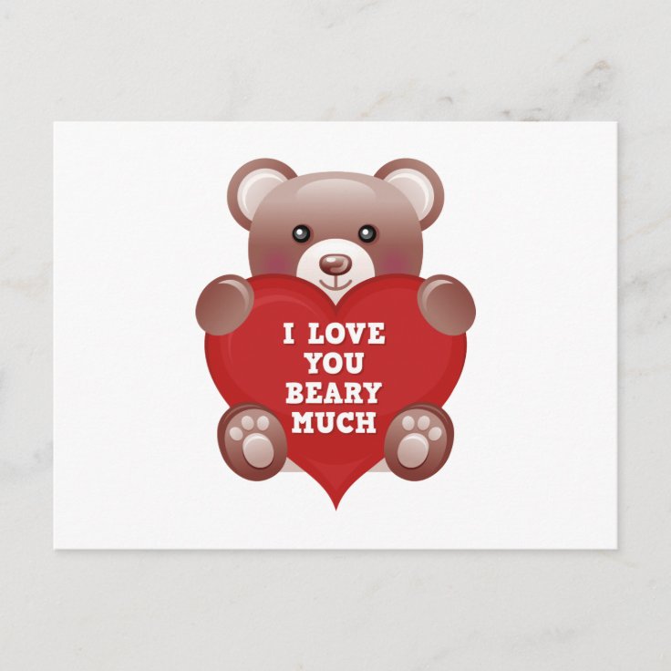 I Love You Beary Much Postcard | Zazzle