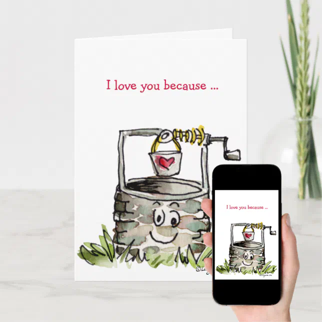 I Love You Because... Cartoon Valentine Card | Zazzle