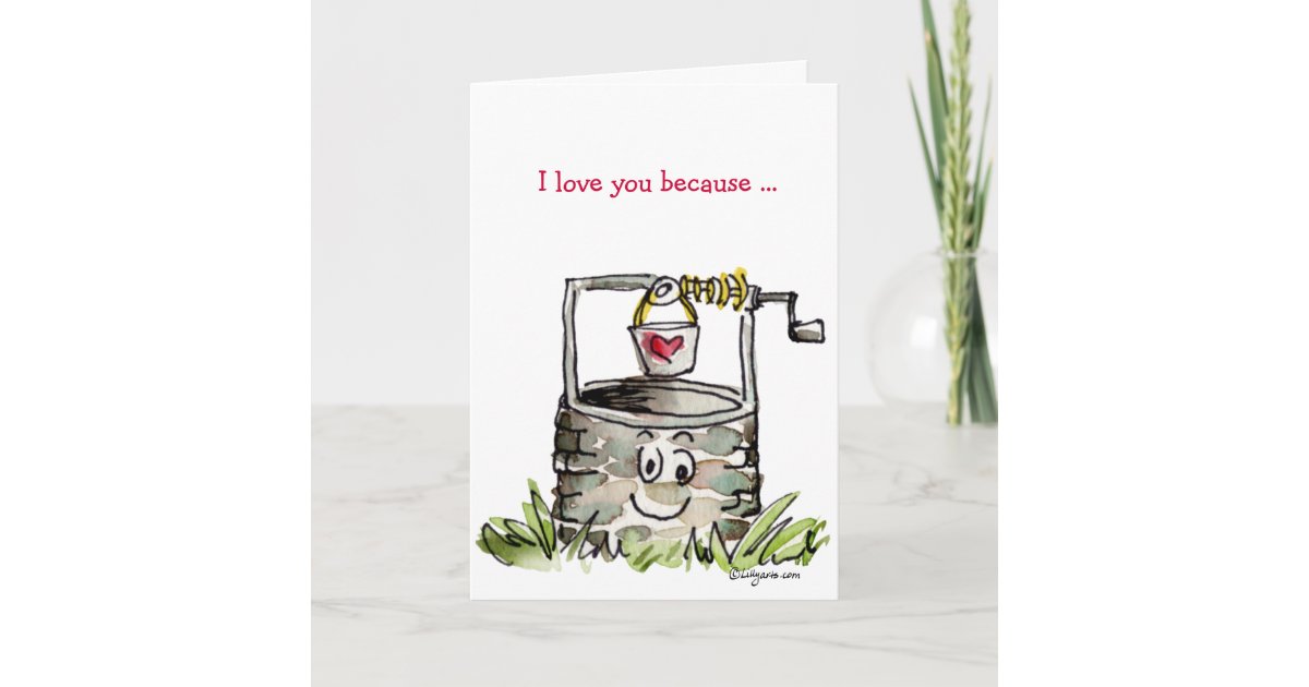 I Love You Because... Cartoon Valentine Card | Zazzle