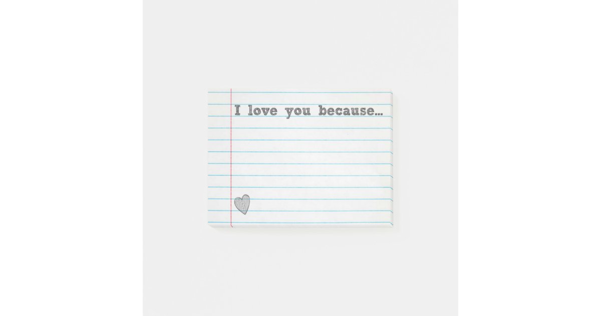 "I love you because..." fill in the blank note | Zazzle
