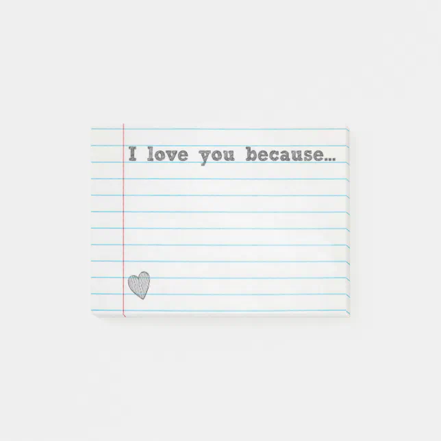 "I love you because..." fill in the blank note | Zazzle