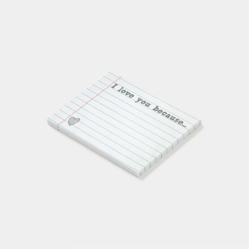 "I love you because..." fill in the blank note | Zazzle