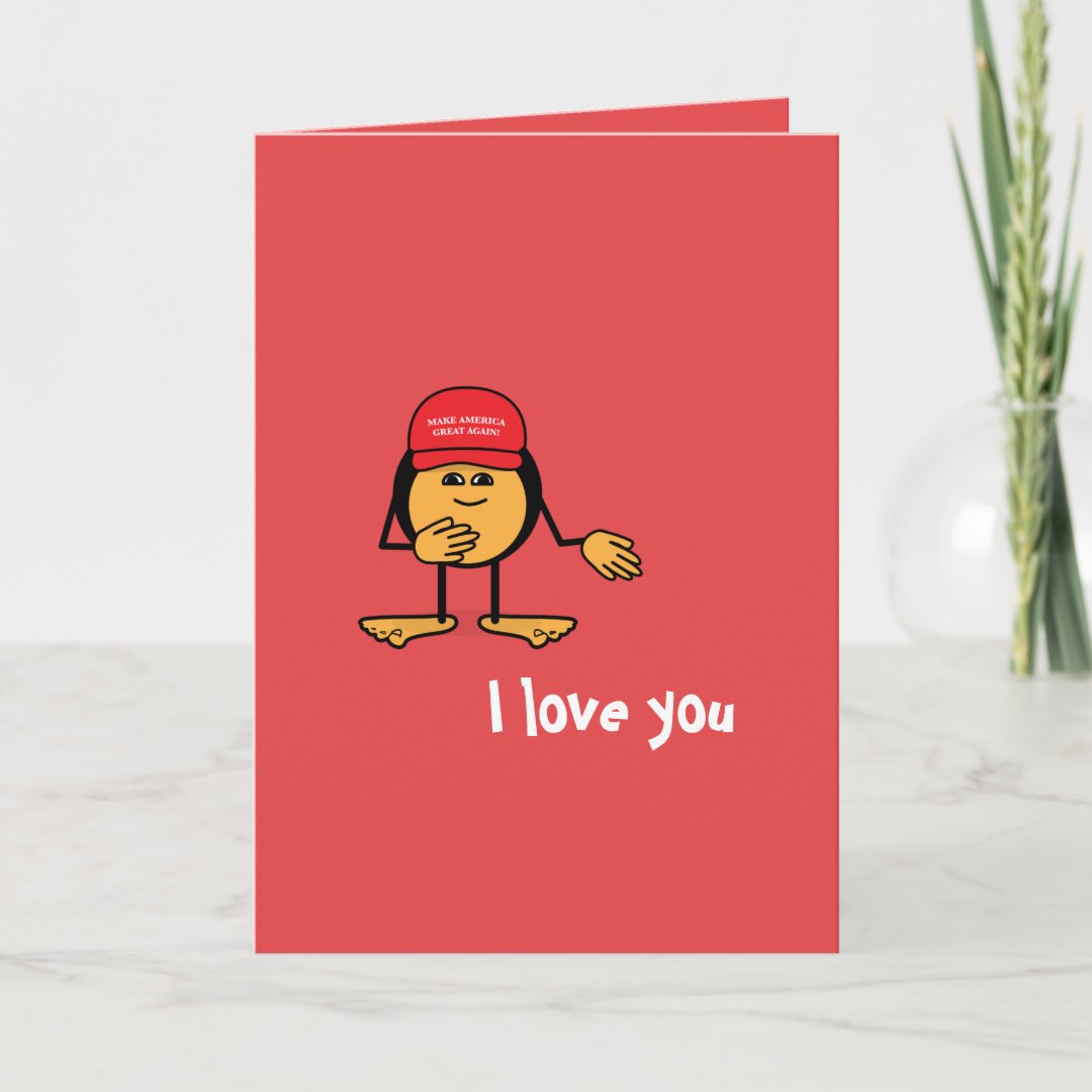 I love you Bigly Trump Emoticon Valentine Holiday Card | Zazzle