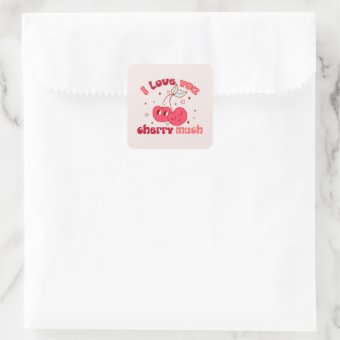 I Love You Cherry Much Square Sticker | Zazzle