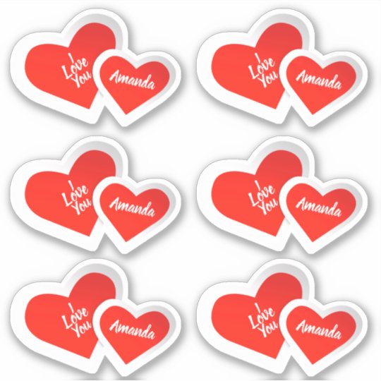 “I Love You” Cute Valentine Hearts .. Personalized Sticker | Zazzle.com