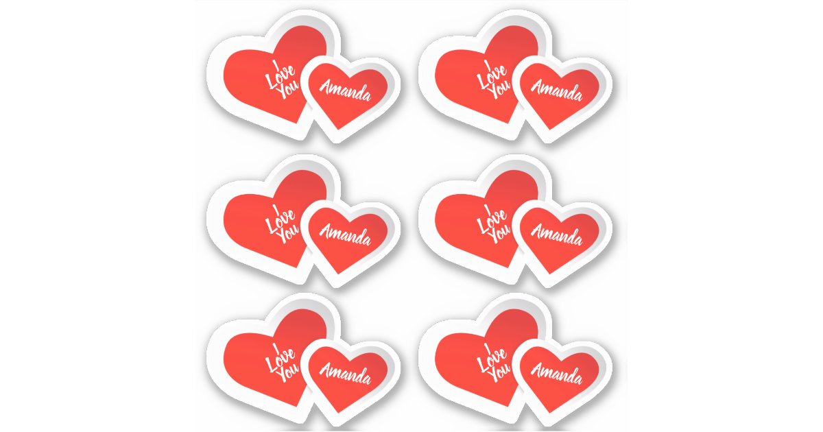“I Love You” Cute Valentine Hearts .. Personalized Sticker | Zazzle