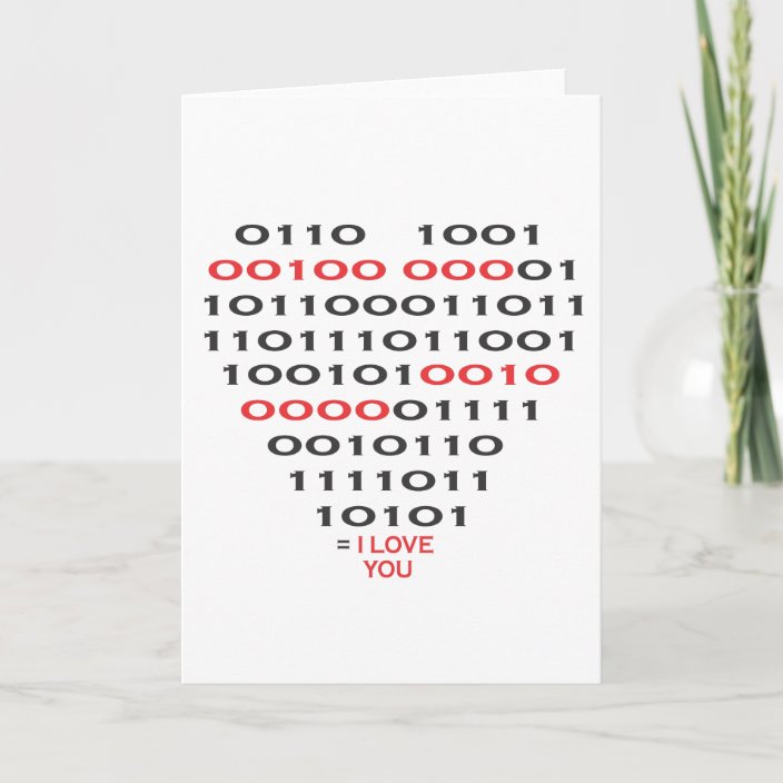 "I love you" in Binary Code - Heart Card | Zazzle.com