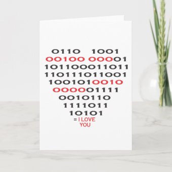 "I love you" in Binary Code - Heart Card | Zazzle