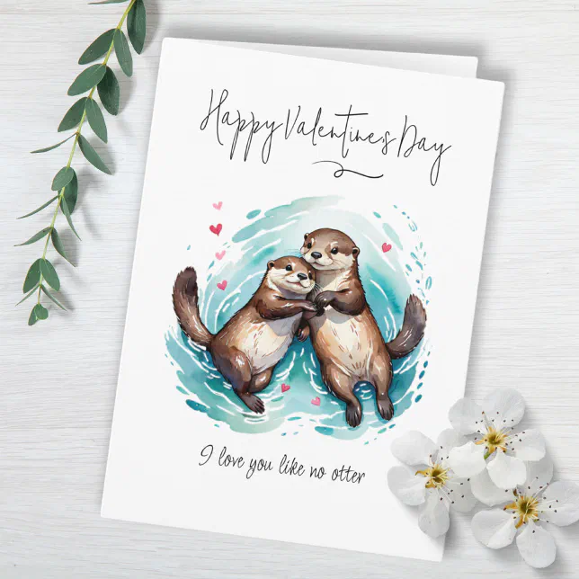 I Love You Like No Otter Pun Valentine's Day Card | Zazzle