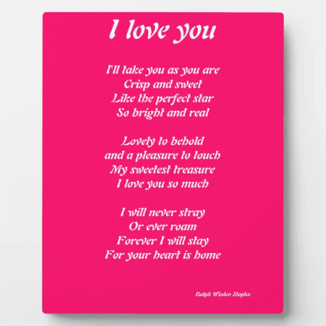 I love you poem plauque plaque | Zazzle