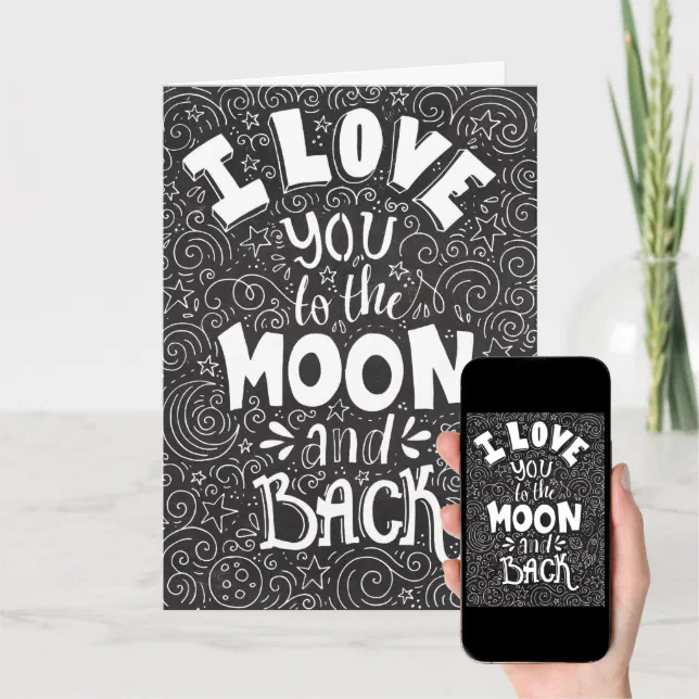 I Love You to the Moon and Back Chalkboard Holiday Card | Zazzle