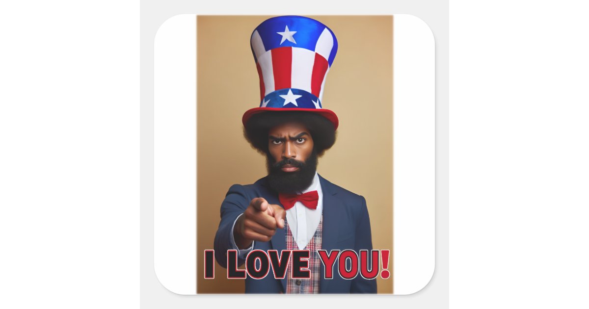I Love You! - Uncle Sam Postcard Square Sticker | Zazzle